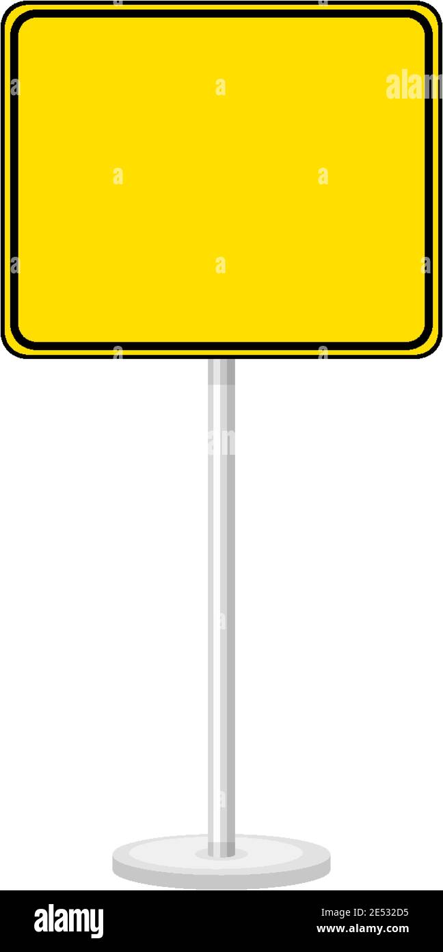 Yellow traffic warning sign on white background illustration Stock ...
