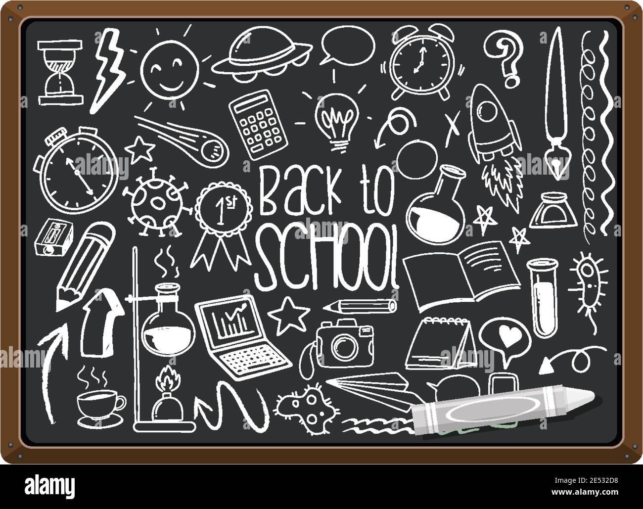 Hand drawn school element on chalkboard illustration Stock Vector Image ...