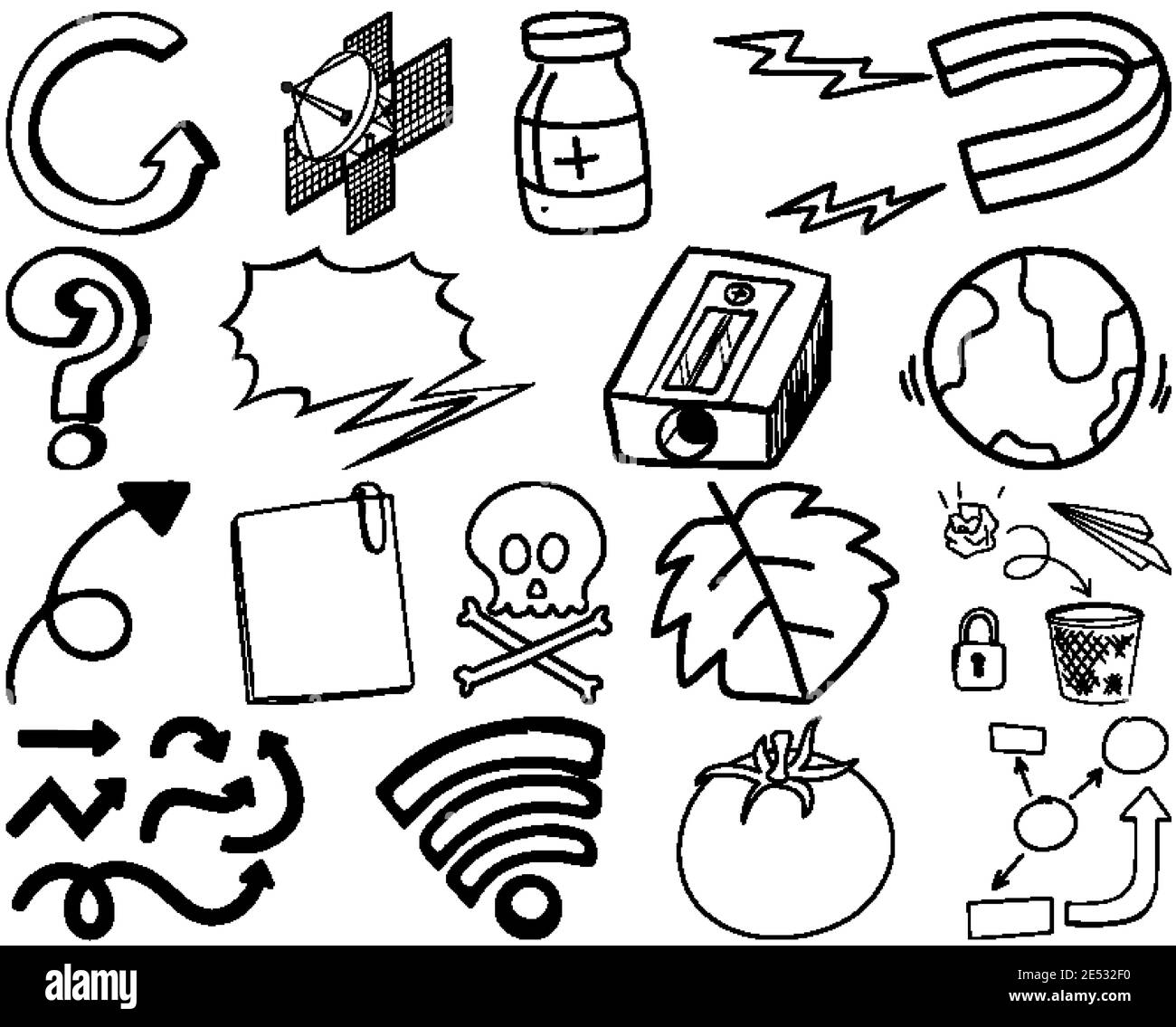 Set of item and symbol hand drawn doodle illustration Stock Vector ...