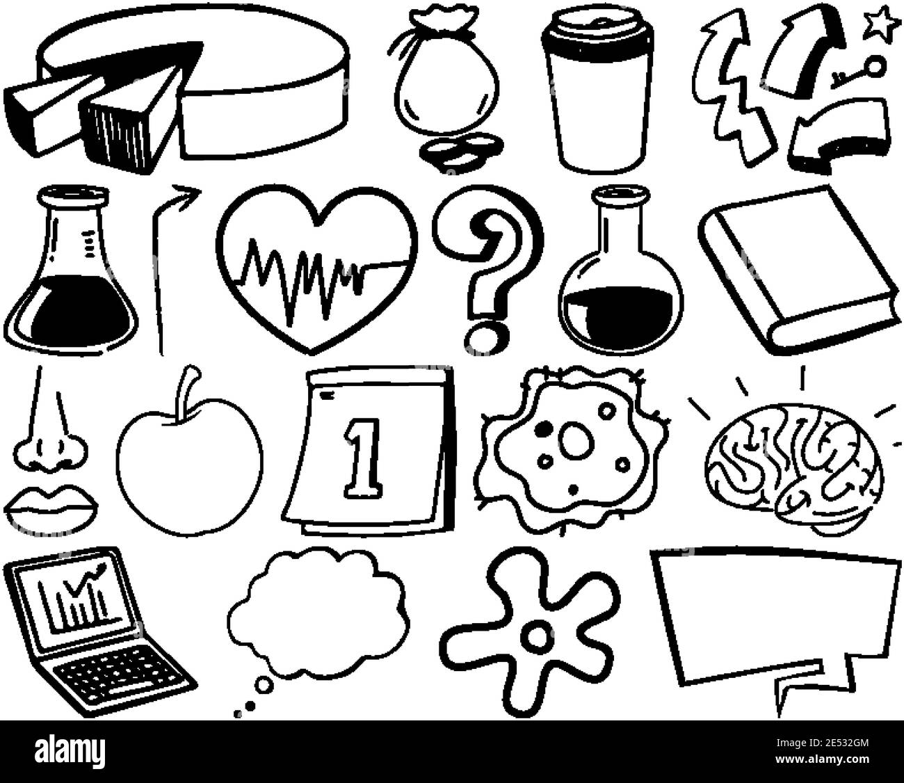 Set of item and symbol hand drawn doodle illustration Stock Vector ...