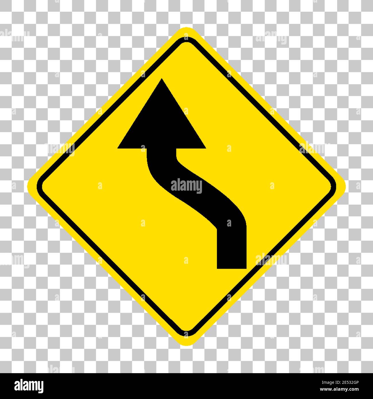 Yellow traffic warning sign on transparent background illustration ...