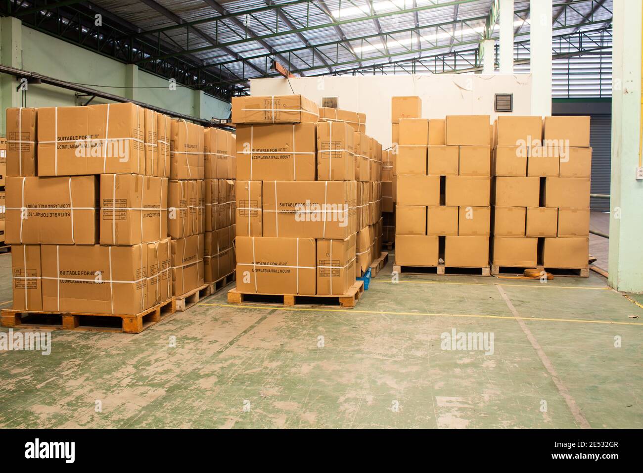 The rows of material boxes or product boxes in warehouse area Stock ...
