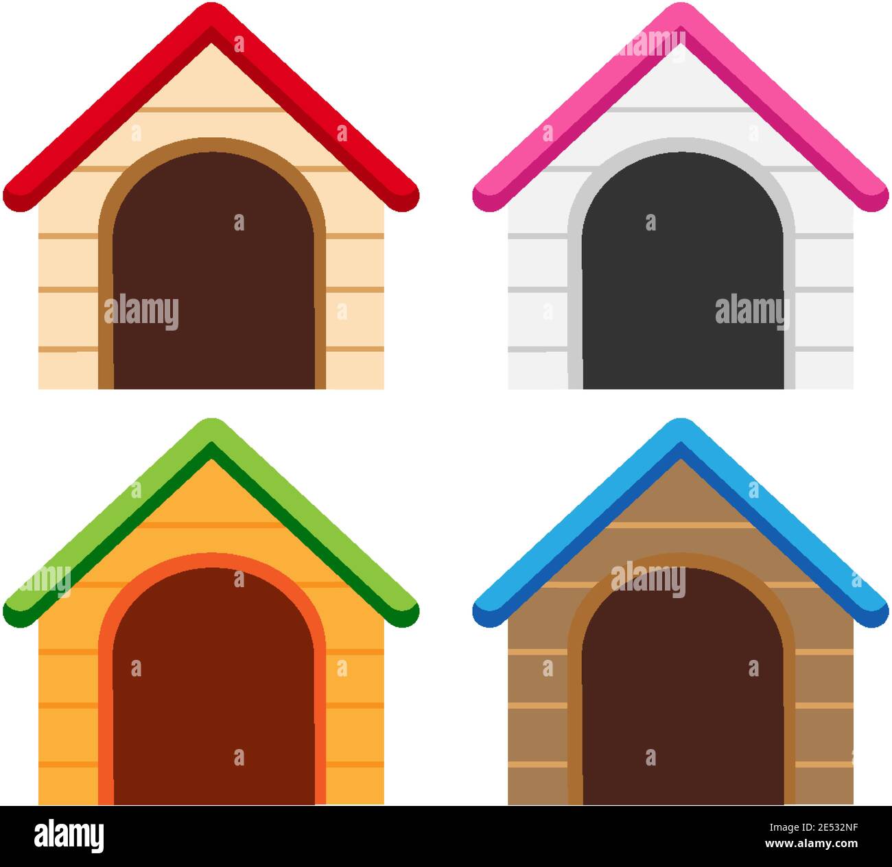 Set of different color of dog houses illustration Stock Vector Image ...