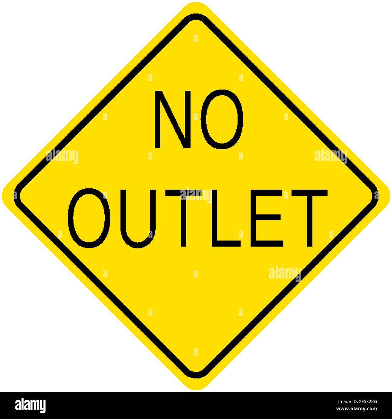 No Outlet yellow sign on white background illustration Stock Vector ...
