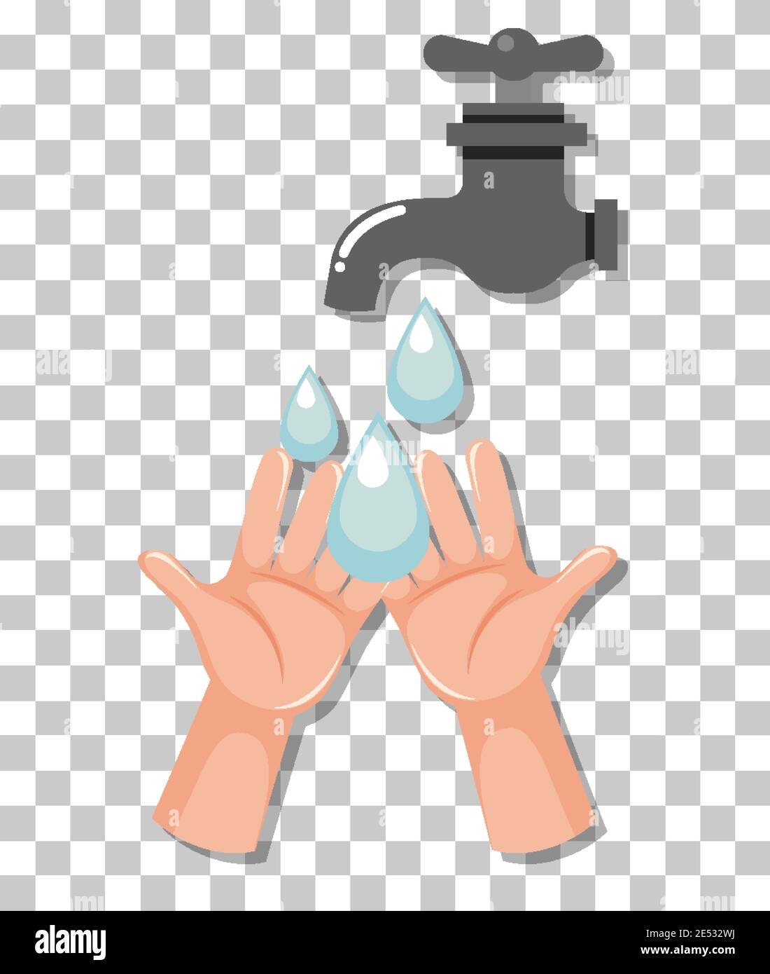 Hand with water tap isolated on transparent background illustration ...
