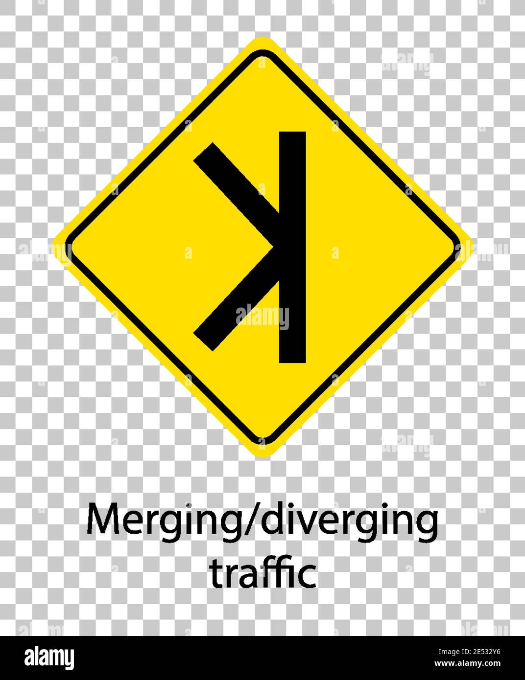 Yellow traffic warning sign on transparent background illustration ...