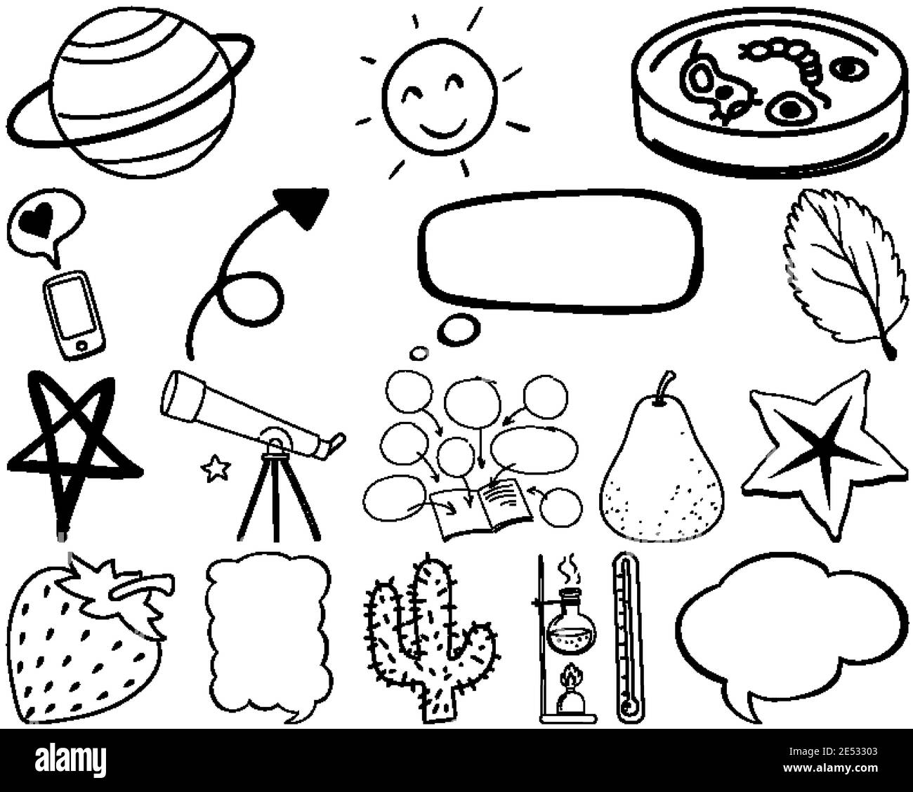 Set of item and symbol hand drawn doodle illustration Stock Vector ...