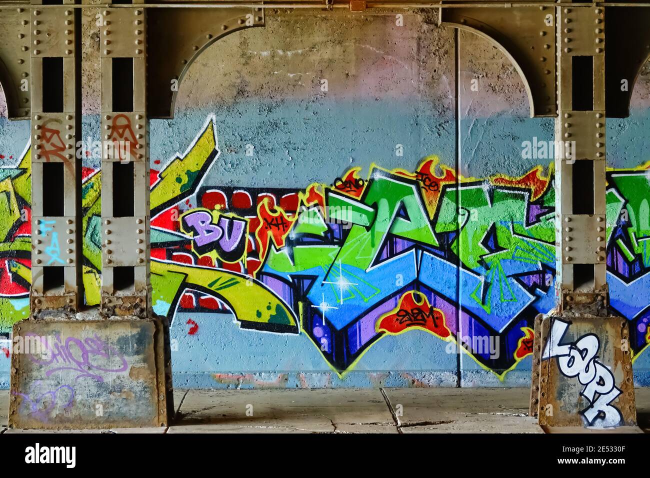 Graffiti under railroad bridge hi-res stock photography and images - Alamy
