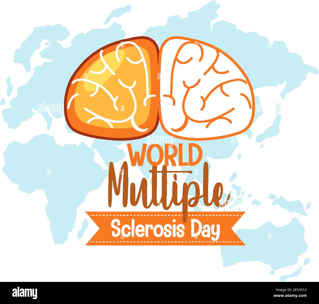 World Multiple Sclerosis Day logo or banner on world map background ...
