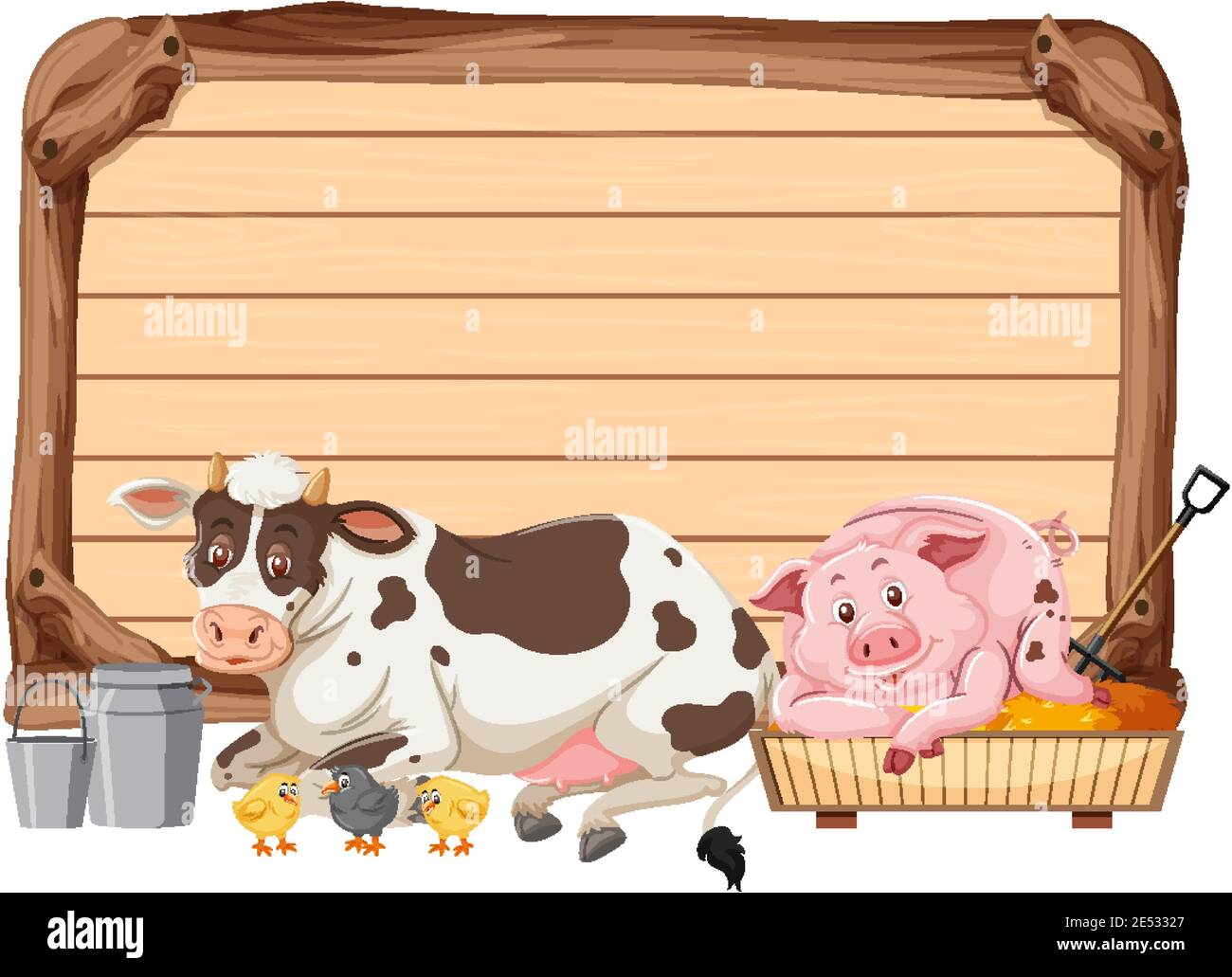 Empty banner with animal farm on white background illustration Stock ...