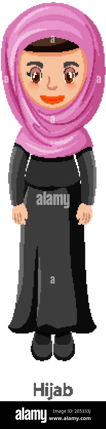 A woman wearing Hijab Islamic traditional veil cartoon character ...