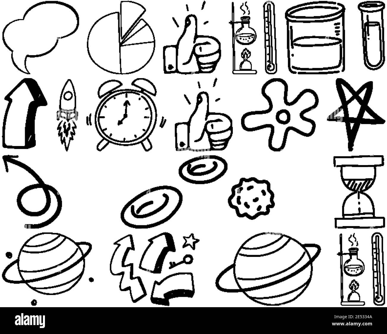 Set of item and symbol hand drawn doodle illustration Stock Vector ...