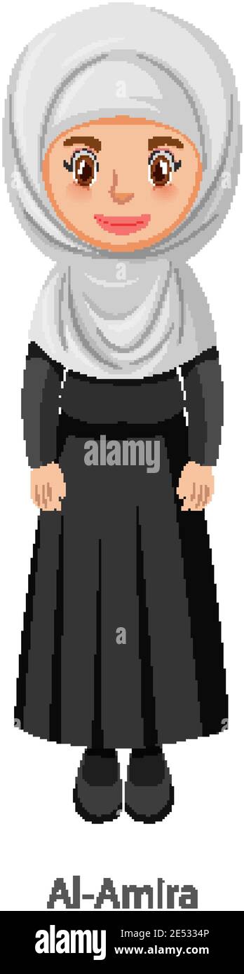 A woman wearing Al-Amira Islamic traditional veil cartoon character ...