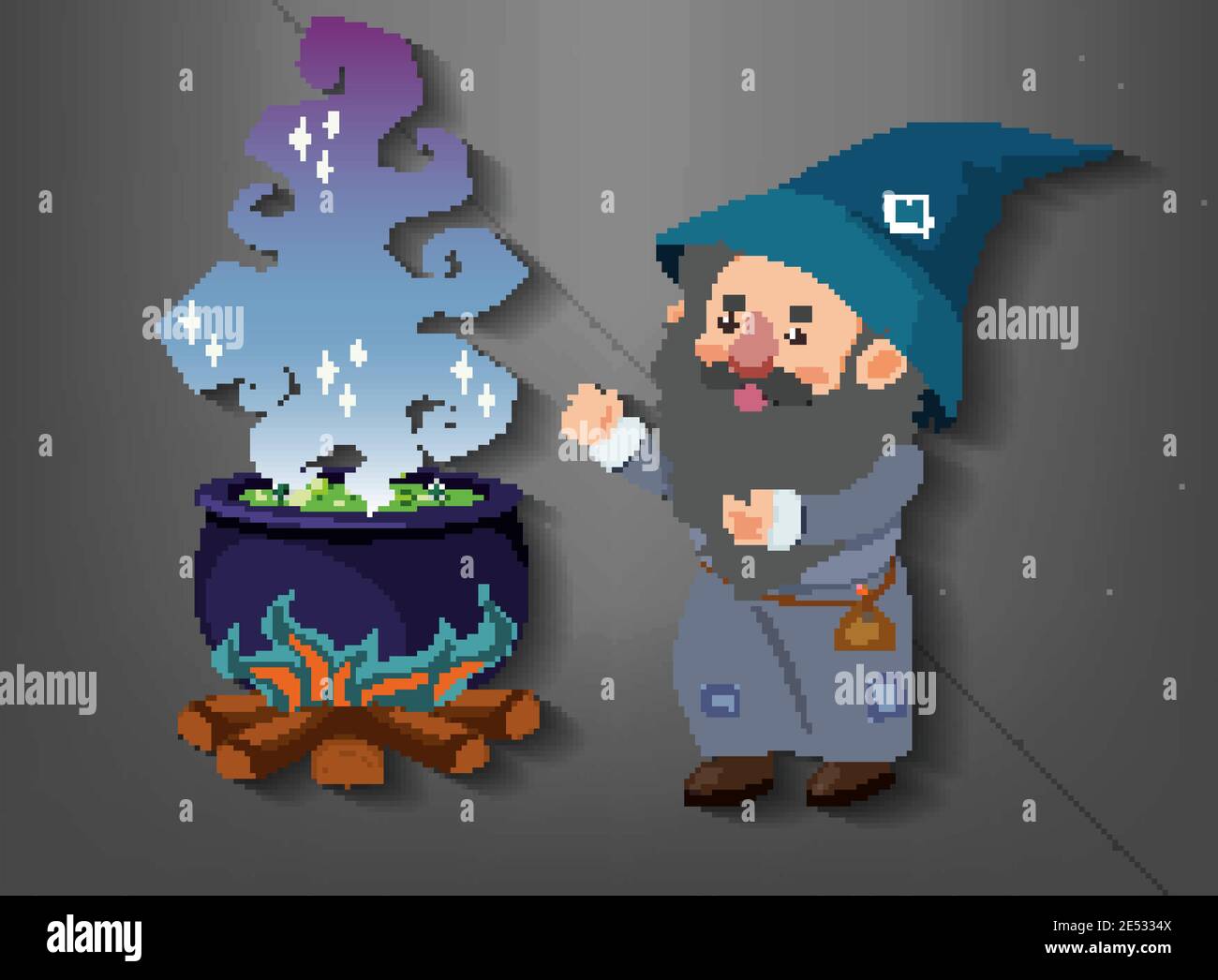 Little wizard cartoon character with potion pot illustration Stock ...