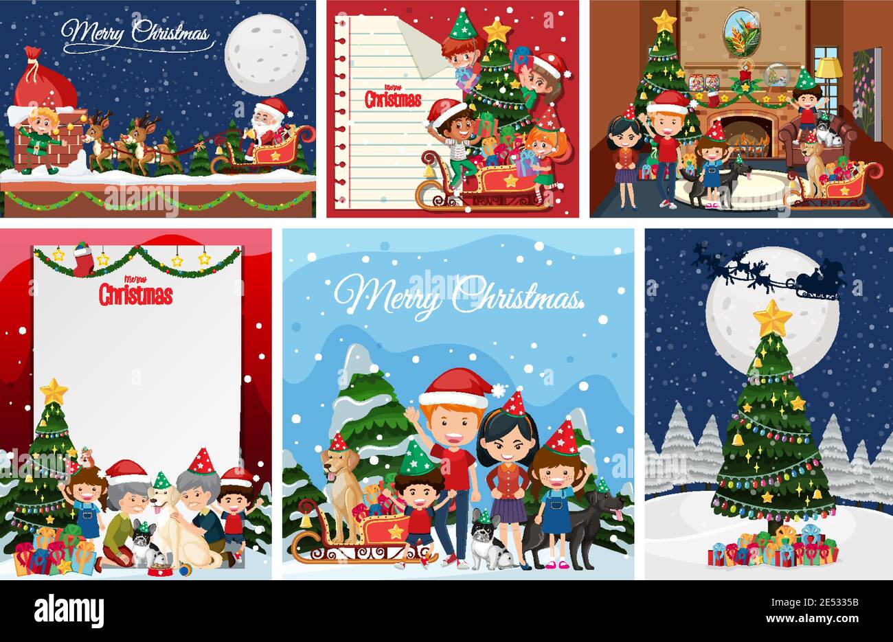 Set of blank Christmas postcard or poster isolated illustration Stock ...