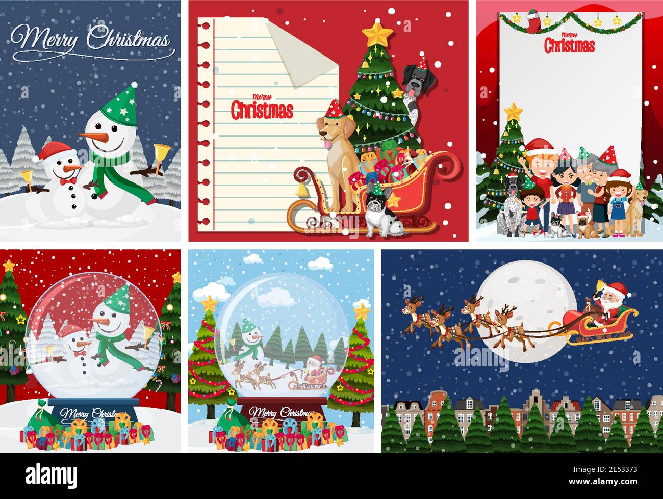 Set of blank Christmas postcard or poster isolated illustration Stock ...