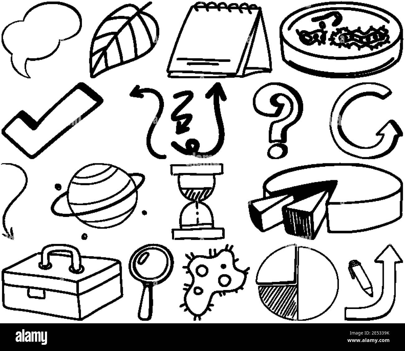 Set of item and symbol hand drawn doodle illustration Stock Vector ...