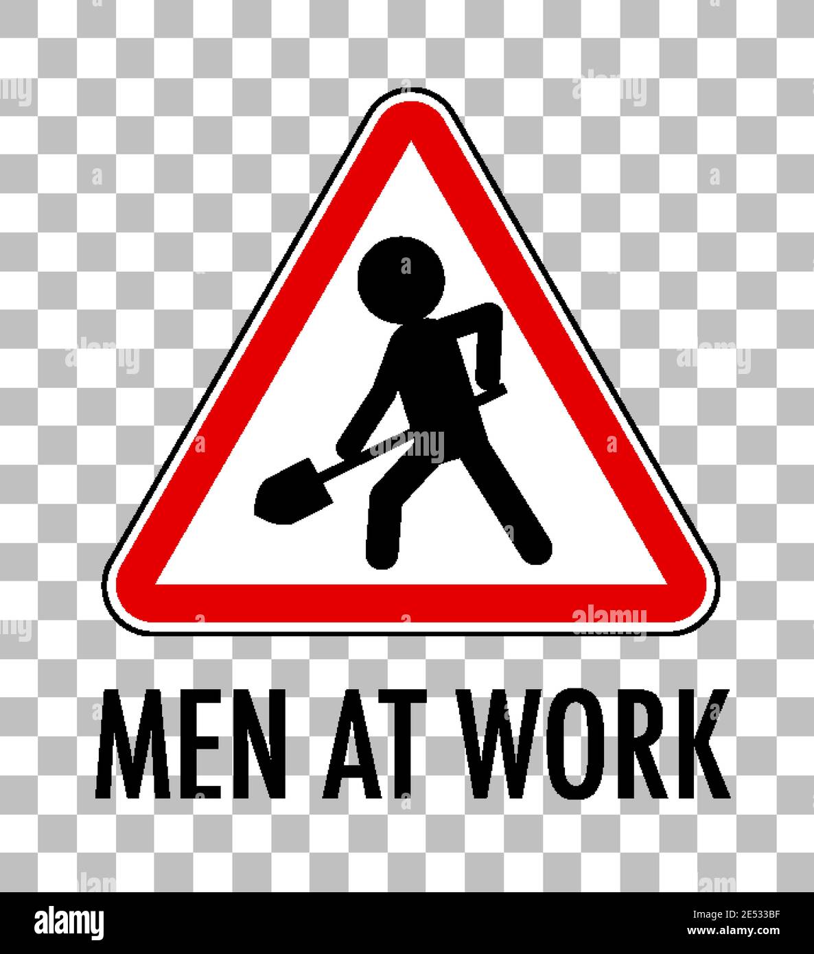 Men at work sign isolated on transparent background illustration Stock ...