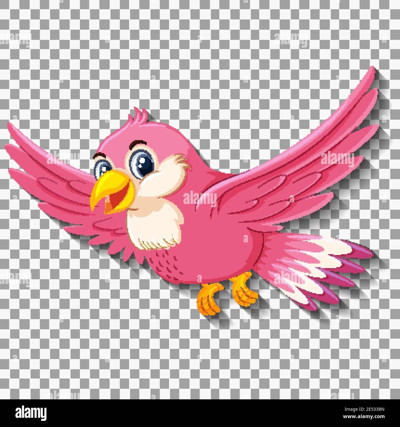 Cute pink bird cartoon character illustration Stock Vector Image & Art ...