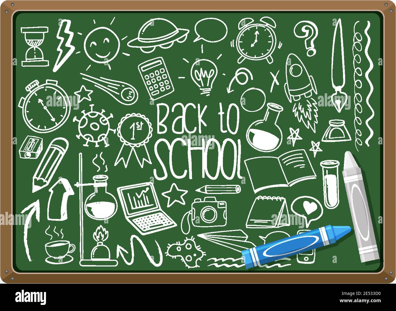 Hand drawn school element on chalkboard illustration Stock Vector Image ...