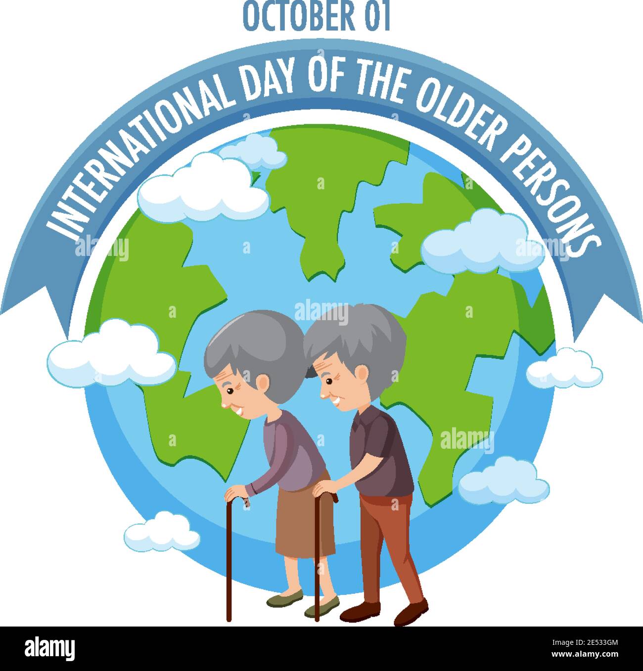 International Day Of The Older Persons 1st October Logo With A Old