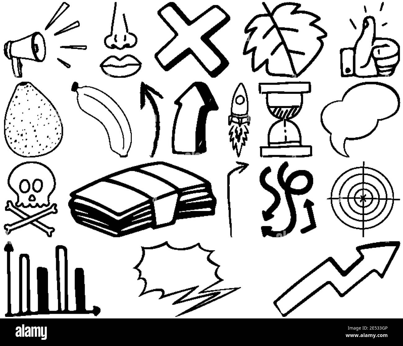 Set of item and symbol hand drawn doodle illustration Stock Vector ...