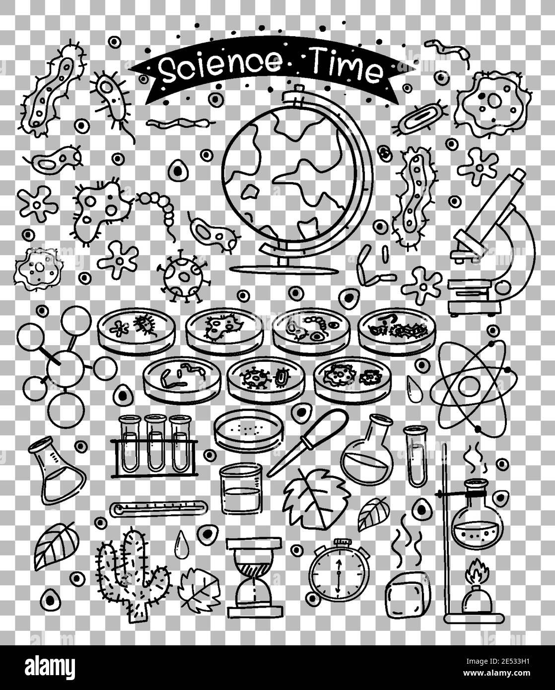 Science element in doodle or sketch style isolated on transparent ...
