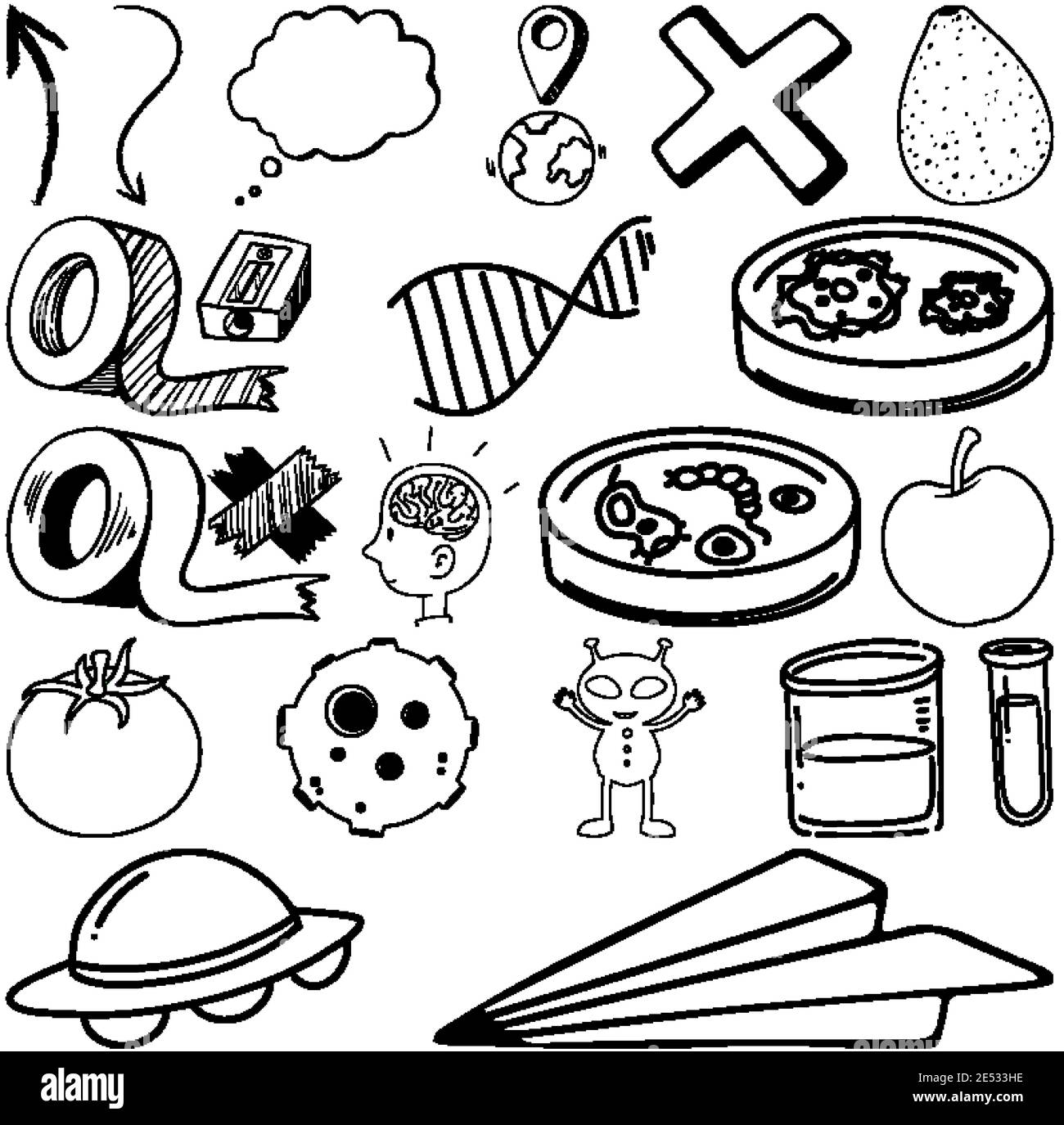 Set of item and symbol hand drawn doodle illustration Stock Vector ...