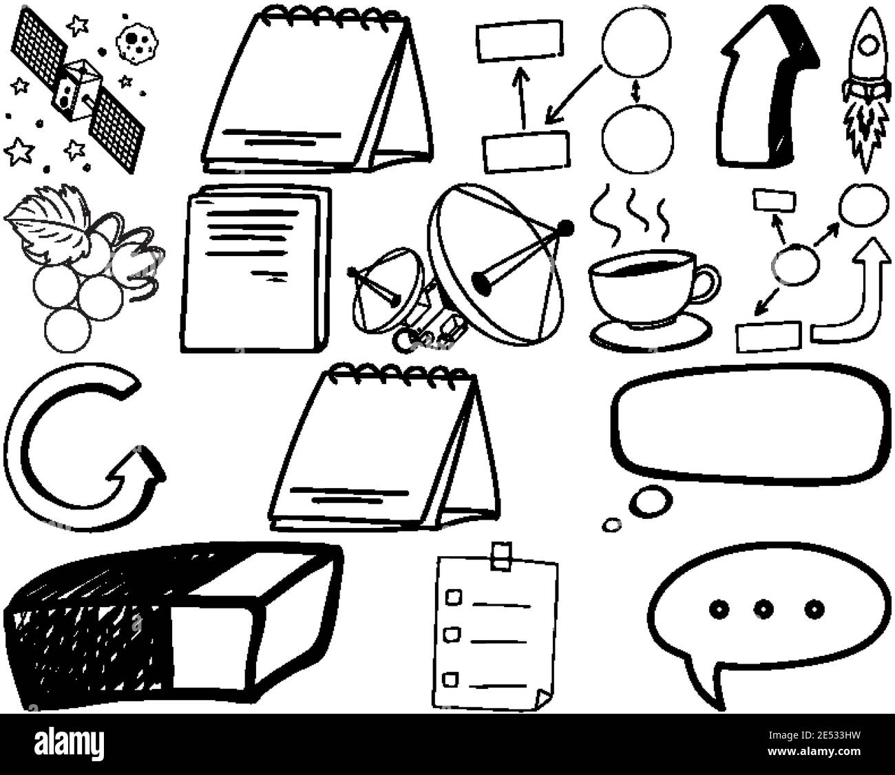 Set of item and symbol hand drawn doodle illustration Stock Vector ...