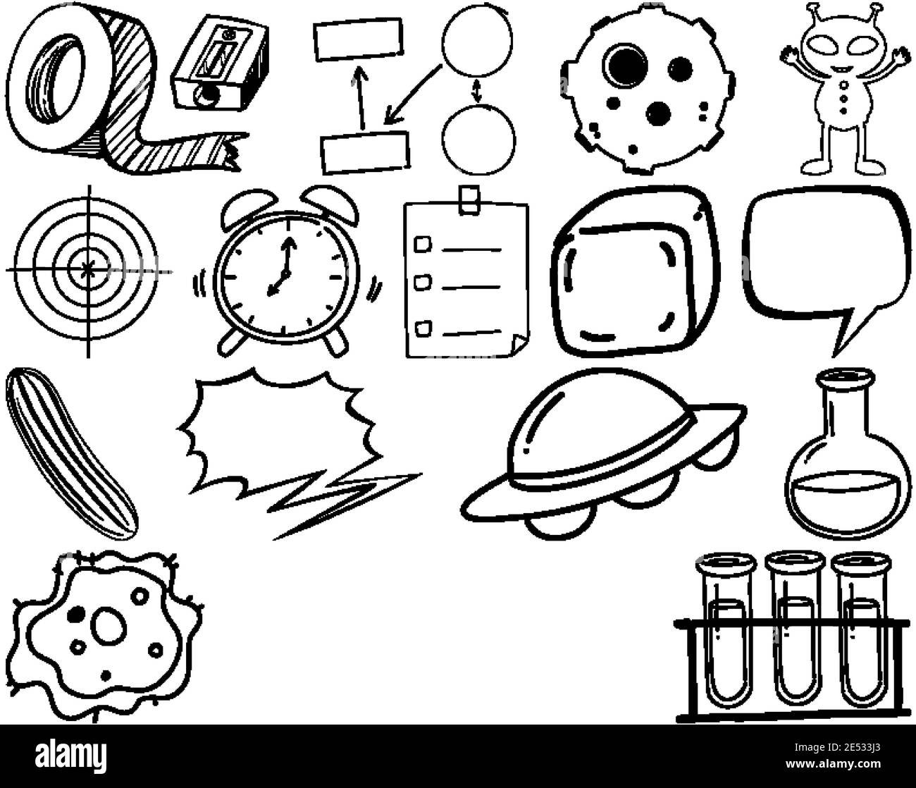 Set of item and symbol hand drawn doodle illustration Stock Vector ...