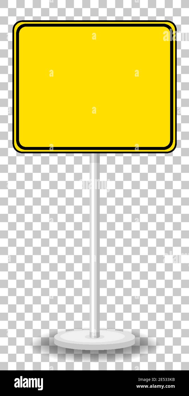 Yellow traffic warning sign on transparent background illustration ...