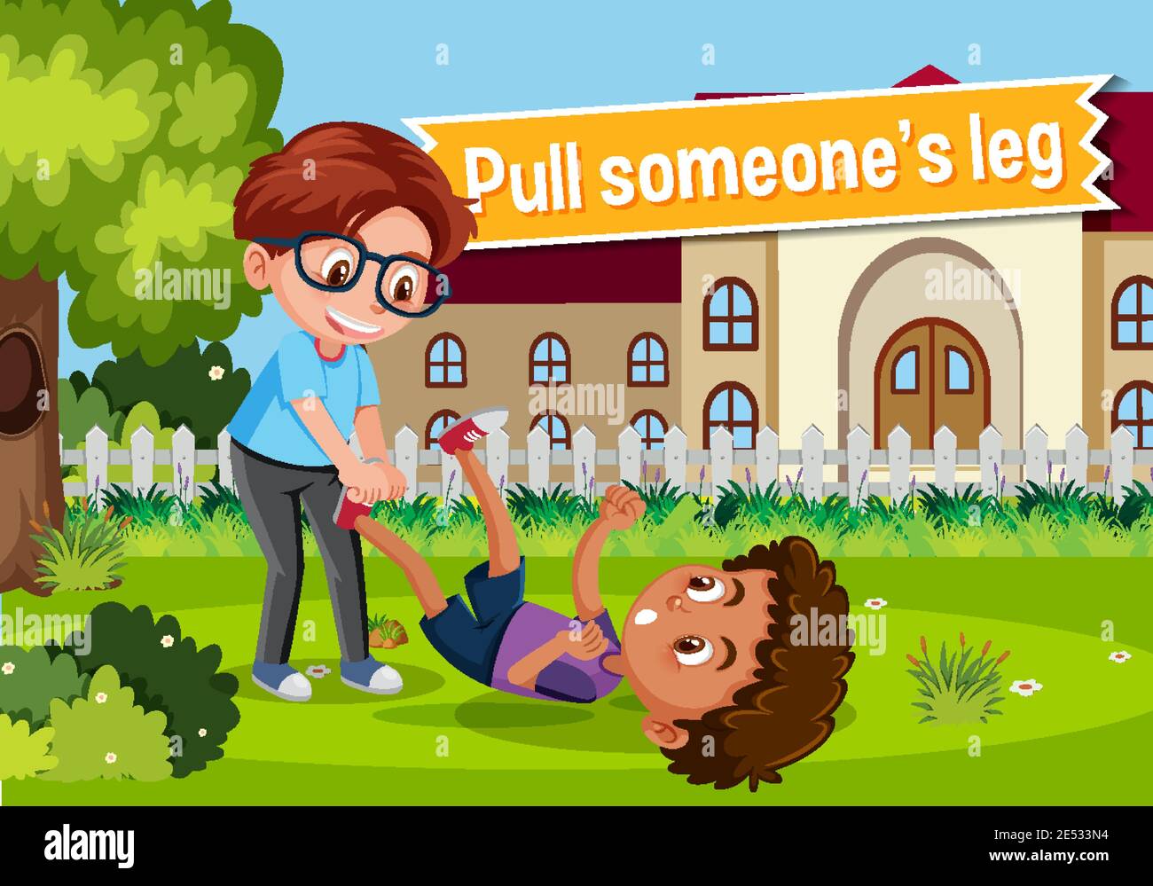 Idiom Poster With Pull Someones Leg Illustration Stock Vector Image
