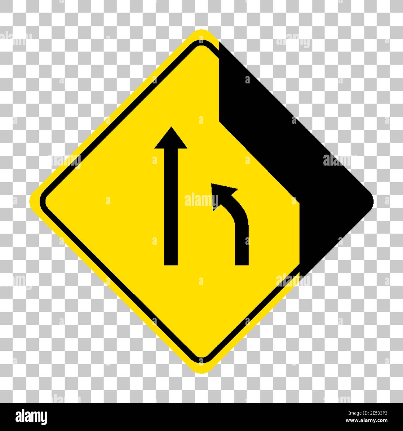 Yellow traffic warning sign on transparent background illustration ...