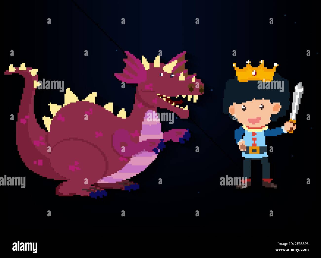 Little knight and dragon cartoon character illustration Stock Vector ...