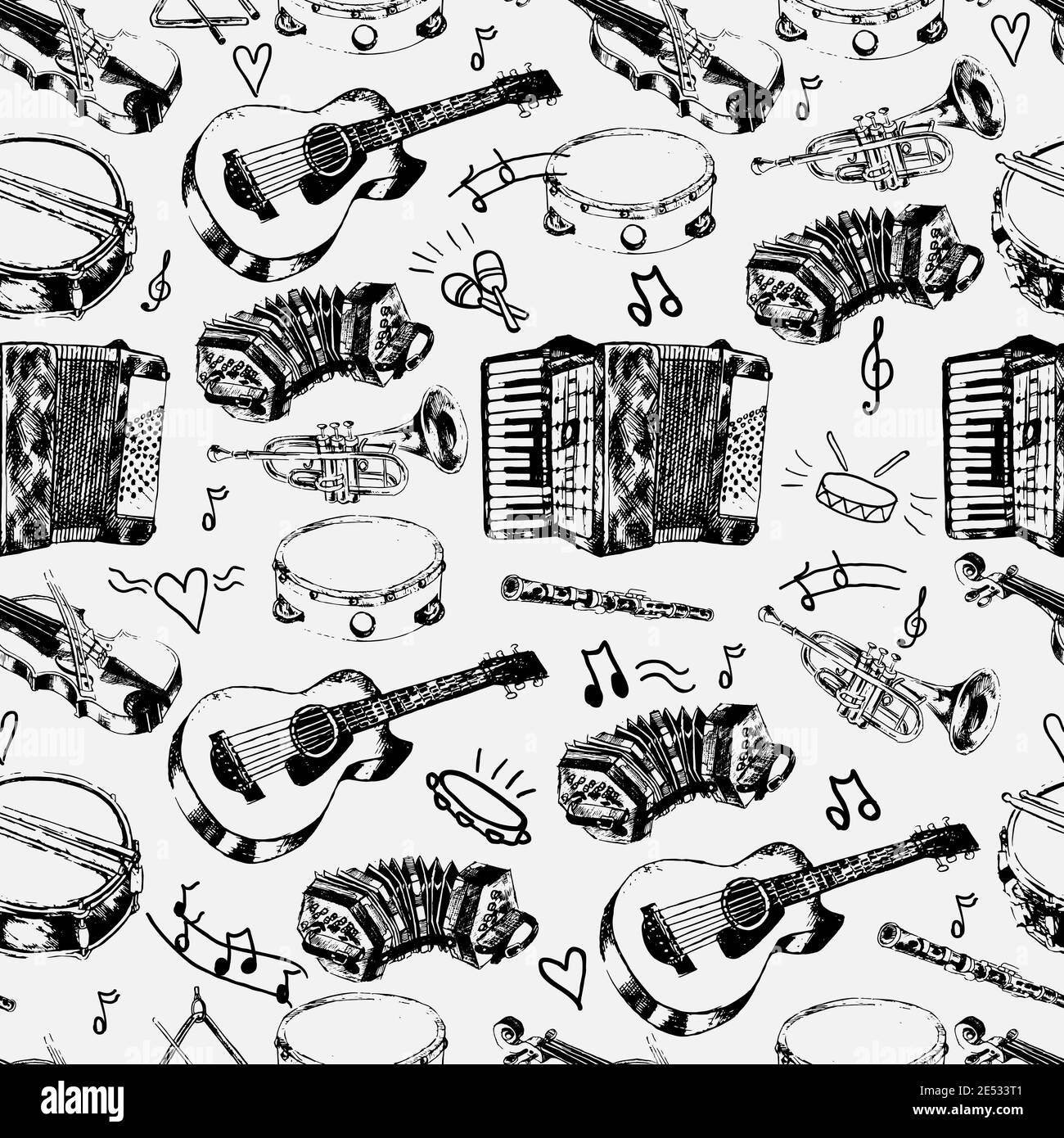 Decorative musical store wrapping paper seamless pattern with classical ...