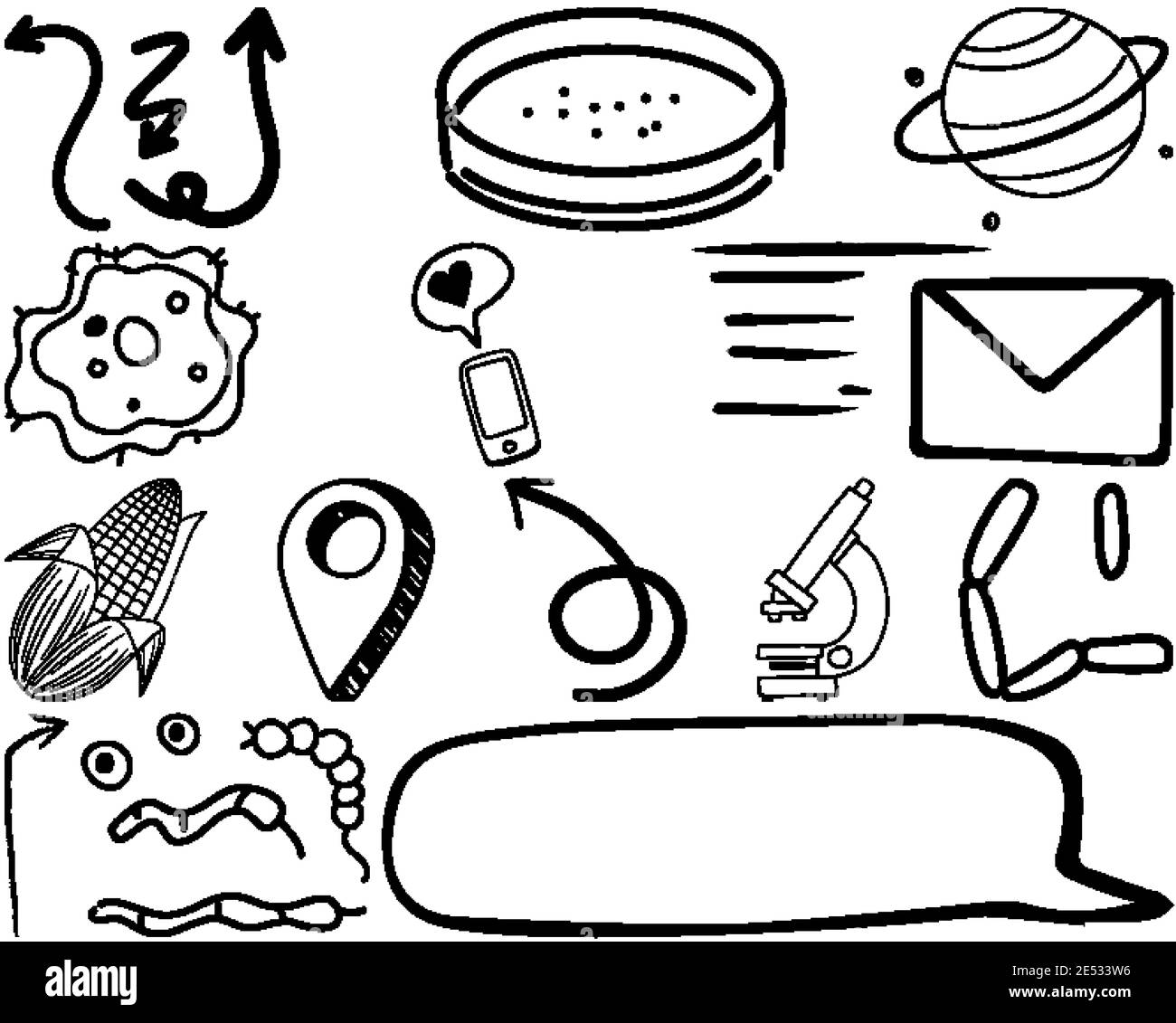 Set of item and symbol hand drawn doodle illustration Stock Vector ...