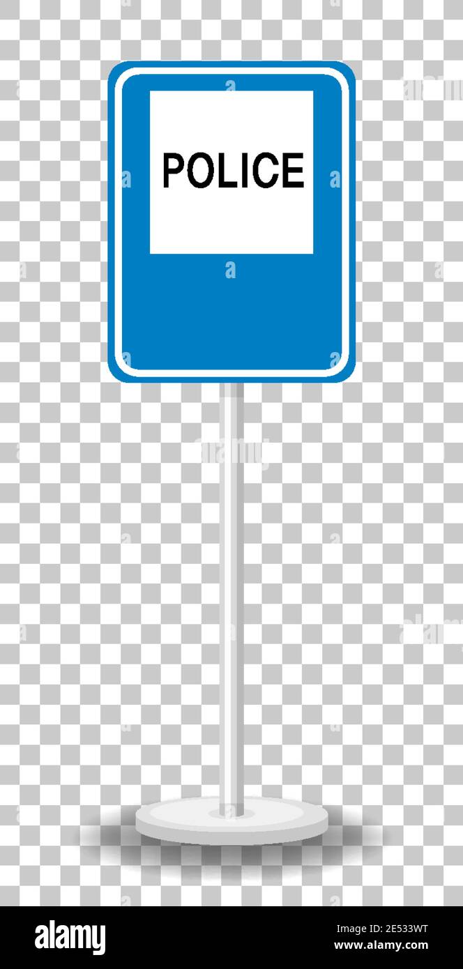 Police road sign with stand isolated on transparent background ...