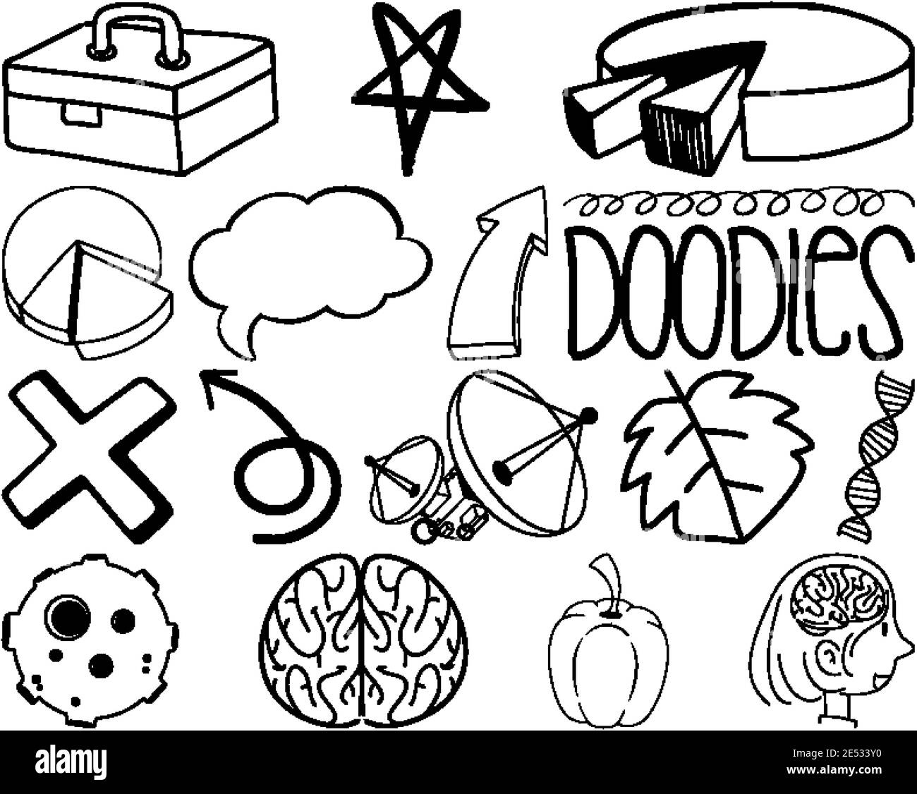 Set of item and symbol hand drawn doodle illustration Stock Vector ...