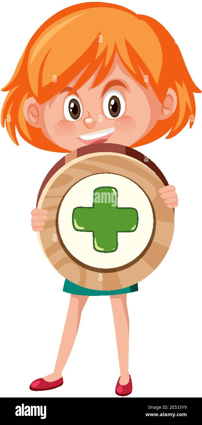 Student girl holding basic math symbol or sign cartoon character ...
