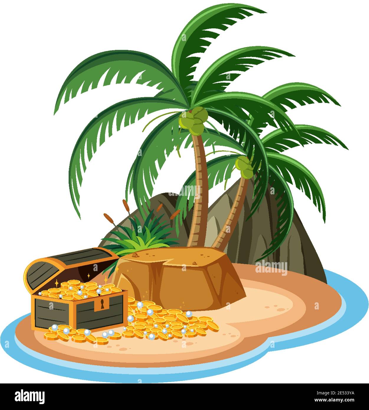 Treasure on the island isolated illustration Stock Vector Image & Art ...