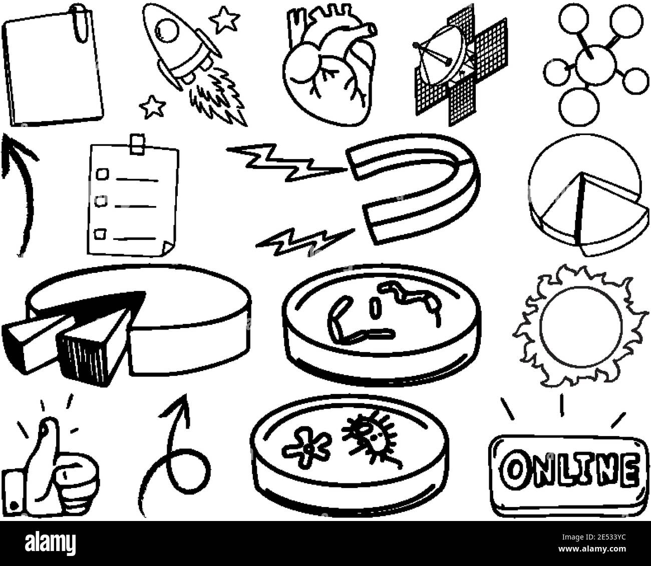 Set of item and symbol hand drawn doodle illustration Stock Vector ...