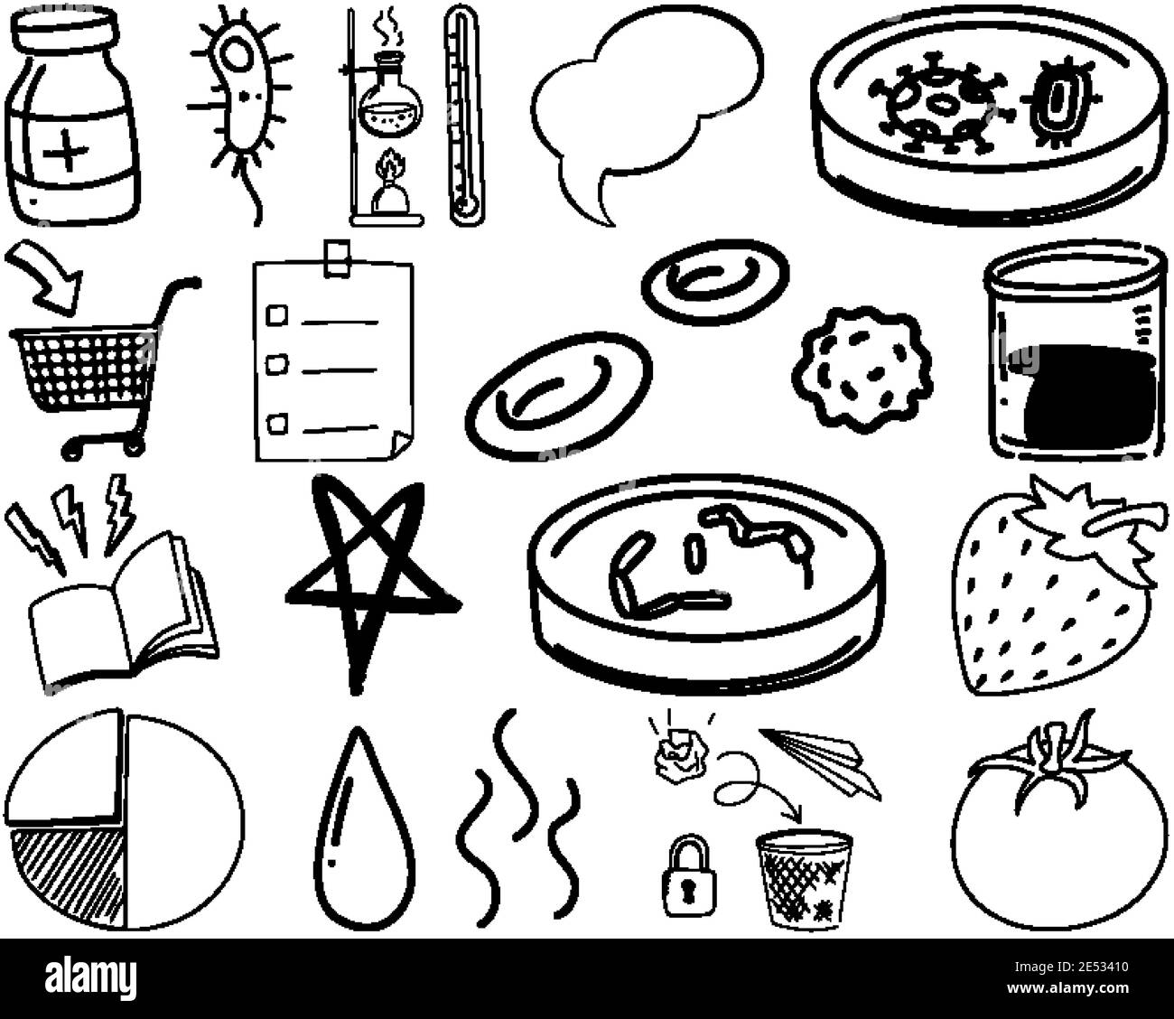 Set of item and symbol hand drawn doodle illustration Stock Vector ...