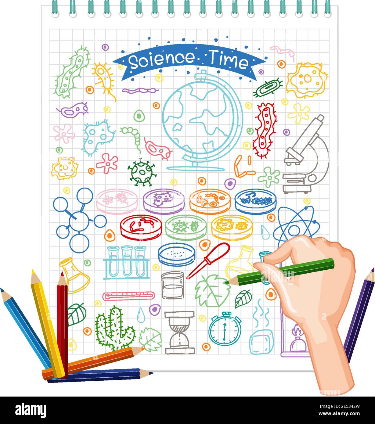 Hand drawing science element doodle on paper illustration Stock Vector ...