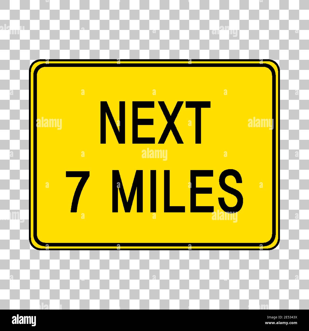 Next 7 miles road sign isolated on transparent background illustration ...