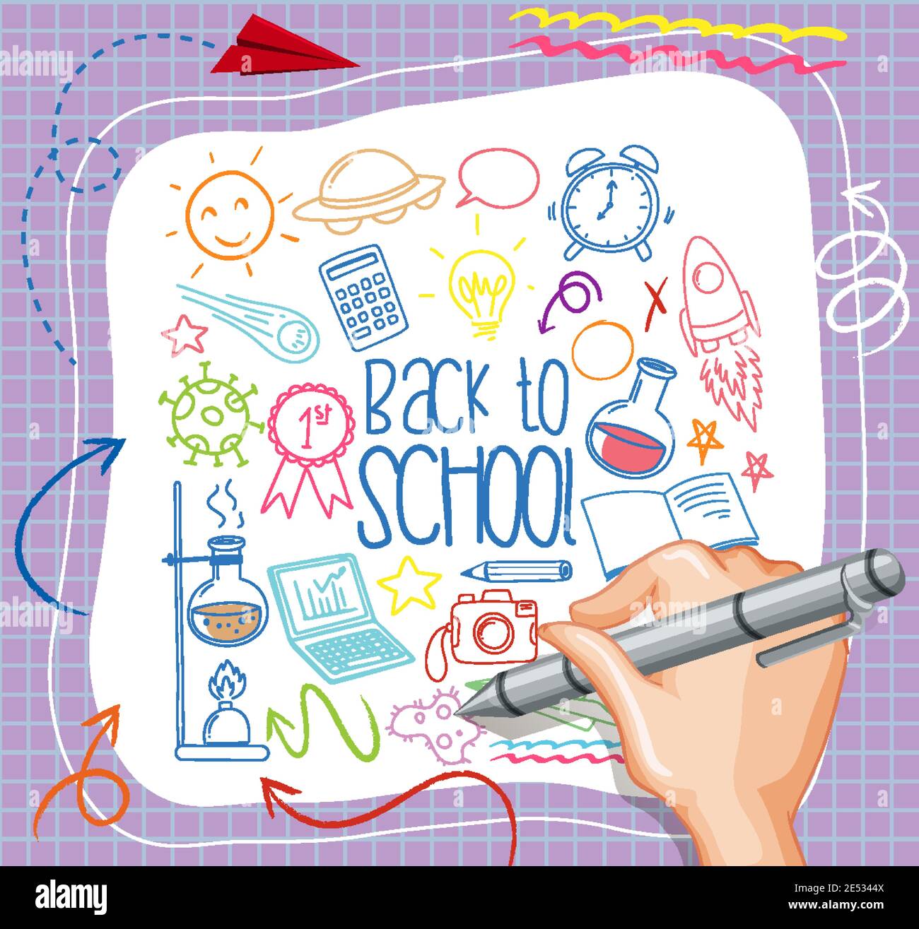 Hand drawing school element doodle on paper illustration Stock Vector ...