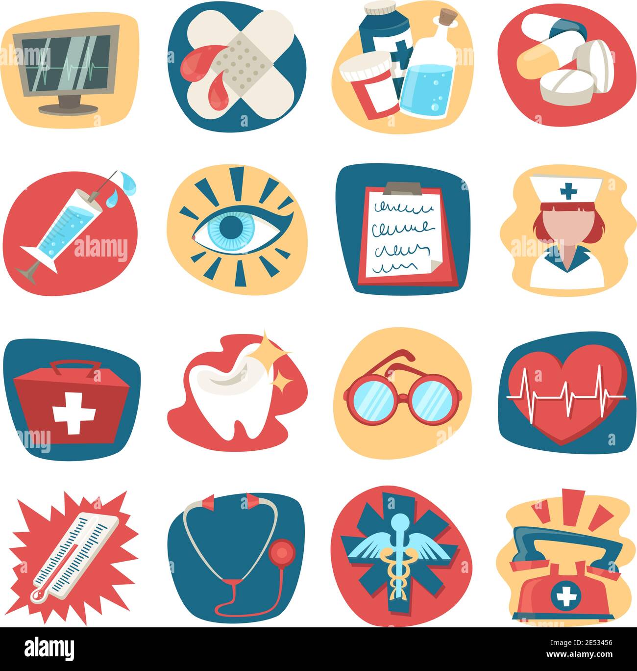 Hospital medical health care first aid icons set isolated vector ...
