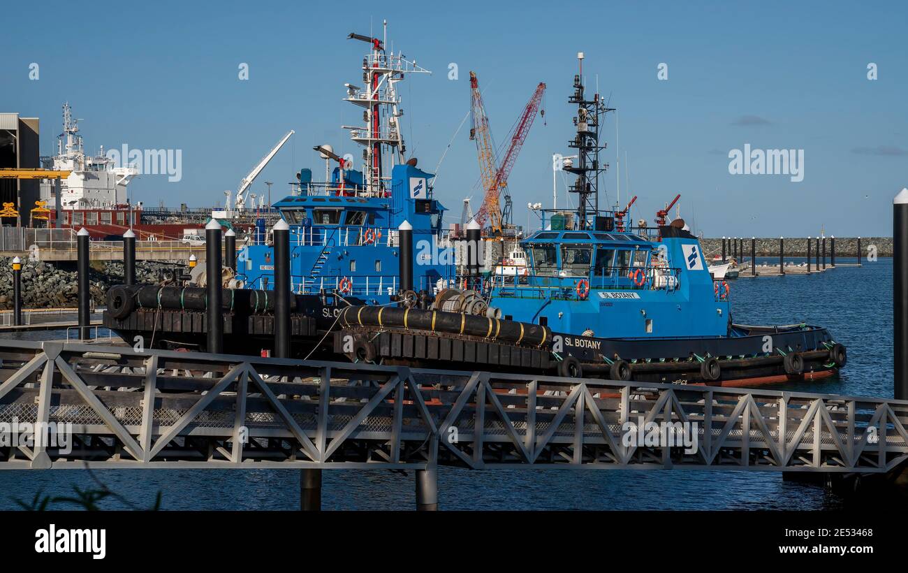 Mackay, Queensland, Australia - February 2021: A tug boat moored at the ...