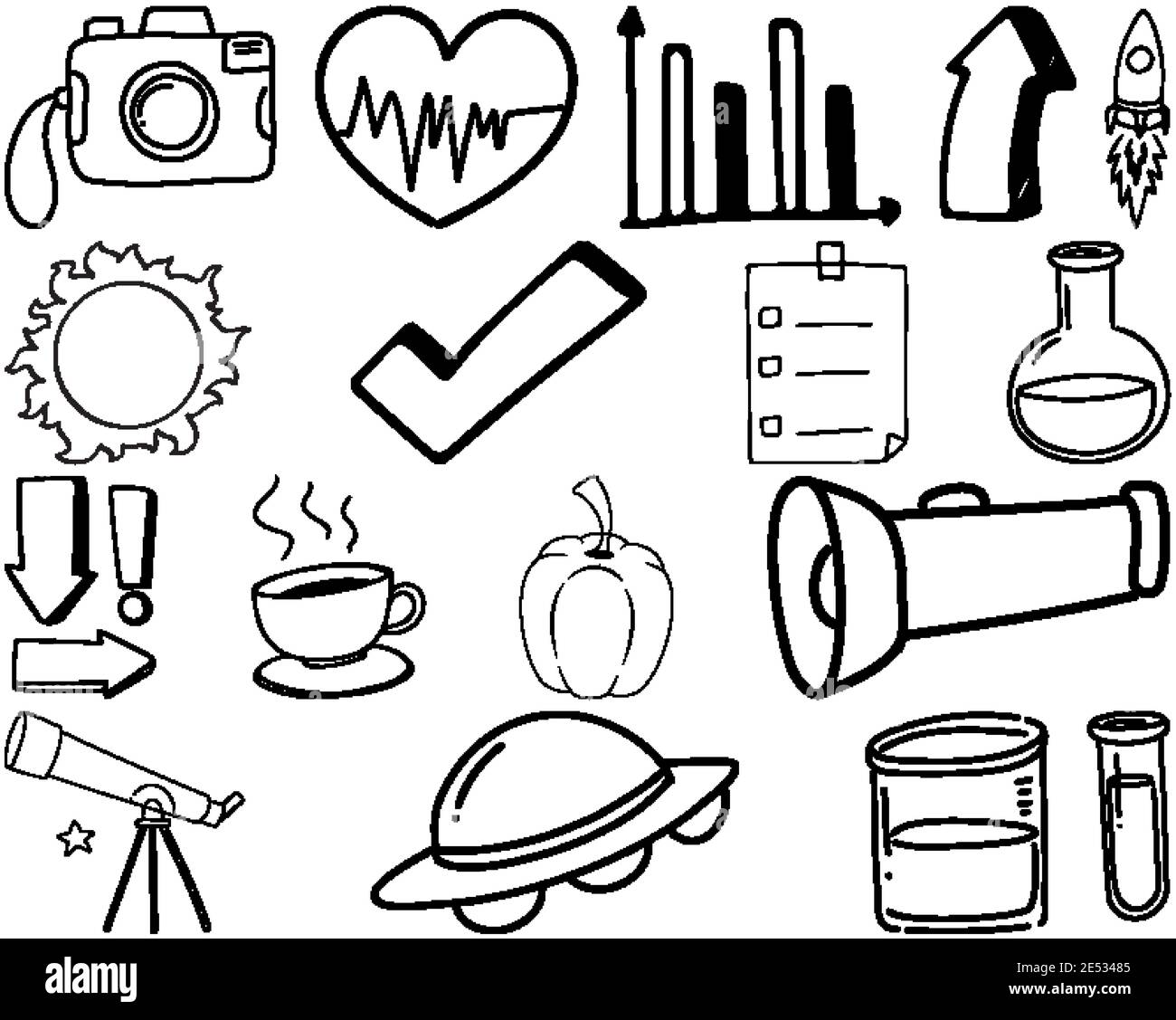 Set of item and symbol hand drawn doodle illustration Stock Vector ...