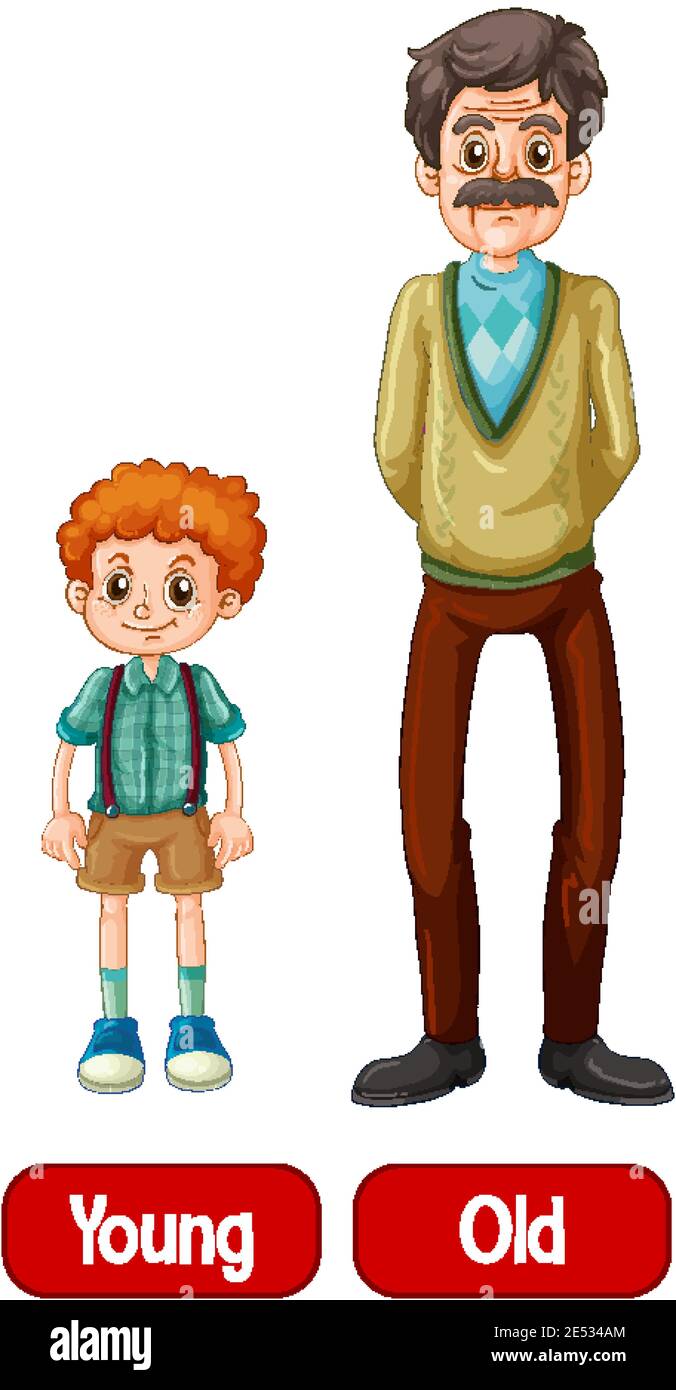 Opposite words with young and old illustration Stock Vector Image & Art ...