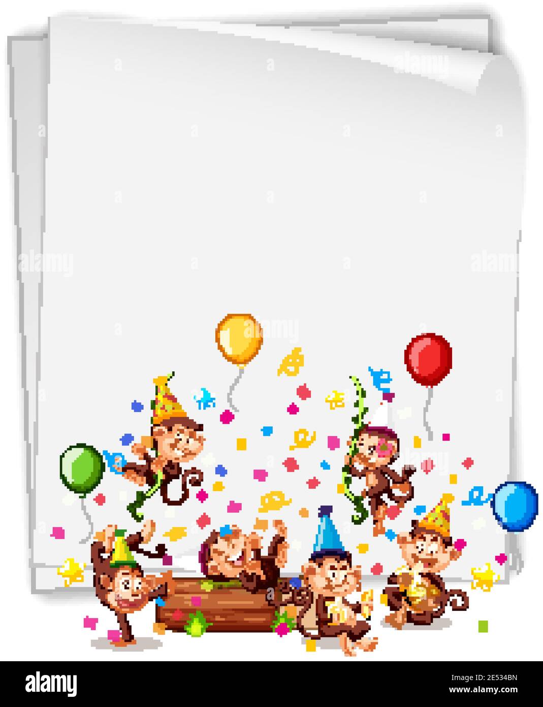 Blank banner with many monkeys in party theme illustration Stock Vector ...